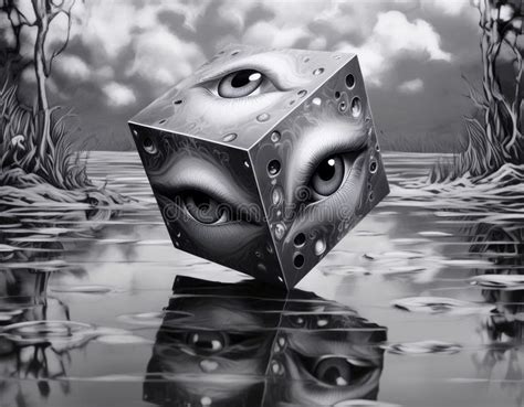 Ai Generated Illustration Of A Floating Cube With Eyes All Seeing Eyes
