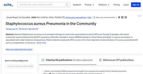 Staphylococcus Aureus Pneumonia In The Community Scite Report
