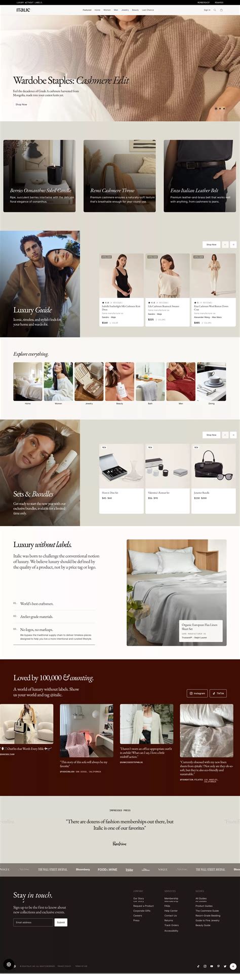italic luxury without labels on landbook get inspired by ecommerce