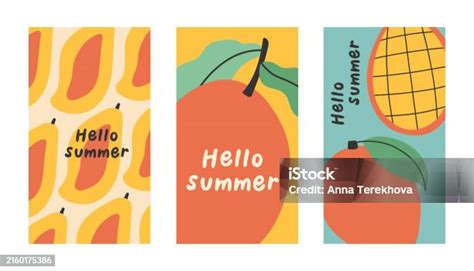 여름 포스터 망고 세트 플랫 스타일 포스터 엽서 벽 예술 배너 배경에 대 한 예술 벡터 일러스트 레이 션 망고에 대한 스톡 벡터 아트 및 기타 이미지 Istock