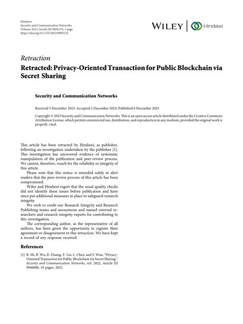 Pdf Retracted Privacy Oriented Transaction For Public Blockchain Via