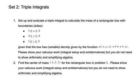Solved Set Triple Integrals Set Up And Evaluate A Chegg Com