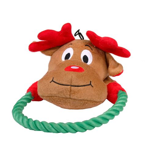 Rope Ring Holiday Reindeer Dog Toy Hot Dog Collars
