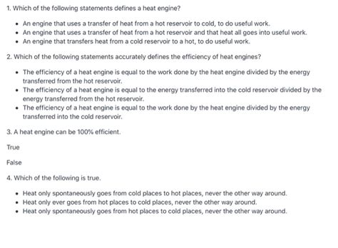 solved 1 which of the following statements defines a heat