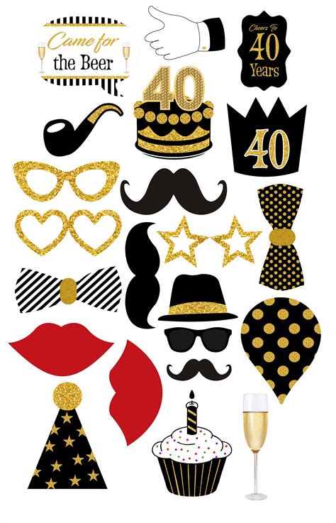 Buy 40th Birthday Party Decoration Photo Booth Props Kit Party