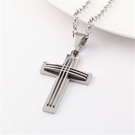Stainless Steel Cross Pendant Religious Jewelry Necklace Pendant