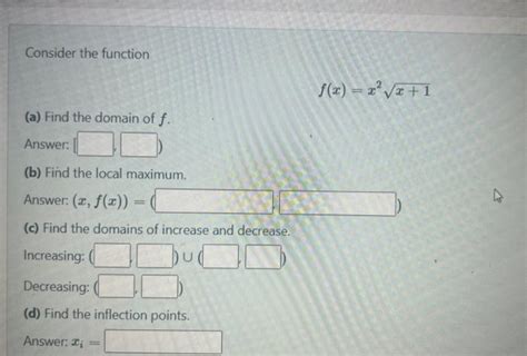 Solved Consider The Function F X X2x 1 A Find The Domain