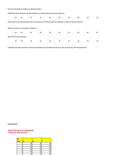 Ejemplo Y Ejercicio De Regresión Lineal Múltiple Pdf
