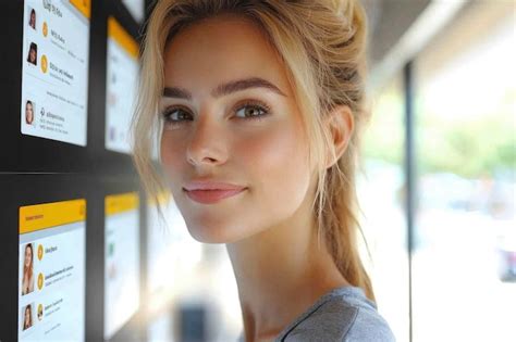Woman Looking At A Digital Display Premium Ai Generated Image
