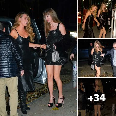Taylor Swift Bedazzled Wearing A Sparkly Black Mini Dress With An
