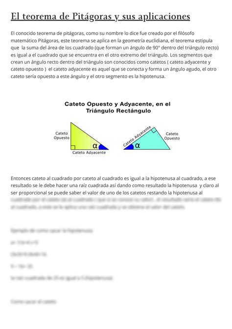 SOLUTION El Teorema De Pit Goras Y Sus Aplicaciones Studypool