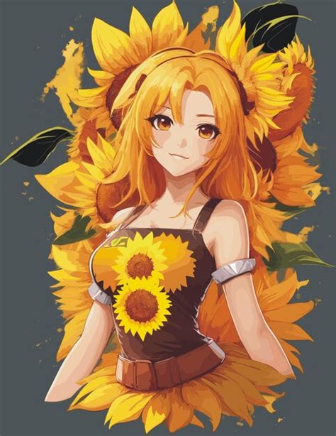 Premium Vector Anime Girl Beautiful Princess Sunflower 2