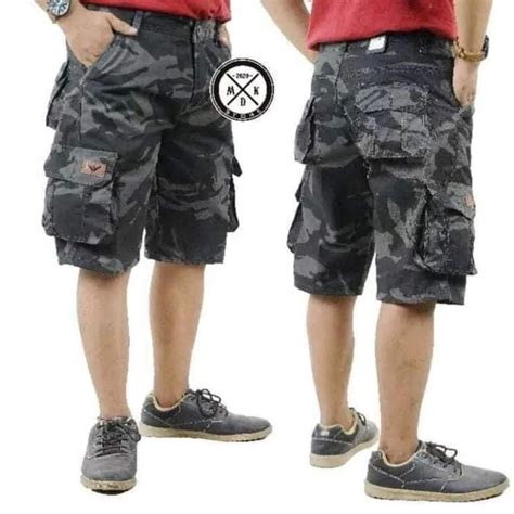 กางเกงขายาวลายพราง กางเกงขาสั้นผ้าฝ้าย Cargo ลายพราง Motif สําหรับผู้ชาย กางเกงขายาวลําลองทรง