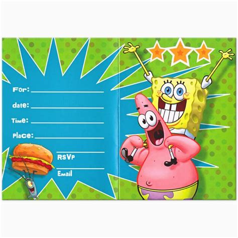 Spongebob 1st Birthday Invitations Sponge Bob Party Invitation