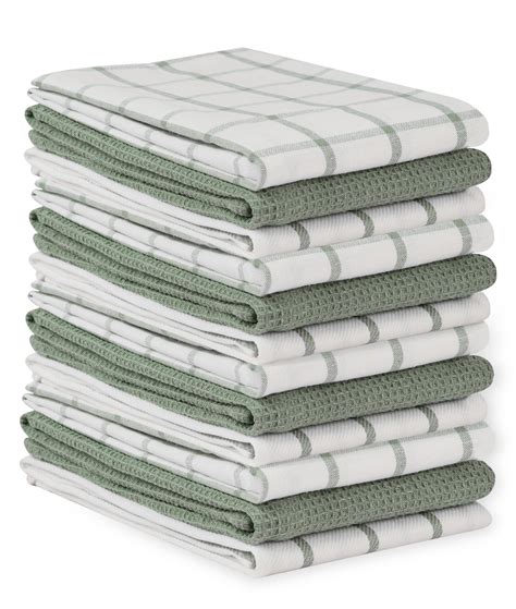 Casa Platino 12 Pk Olive Linen Kitchen Towels Large Quick Drying