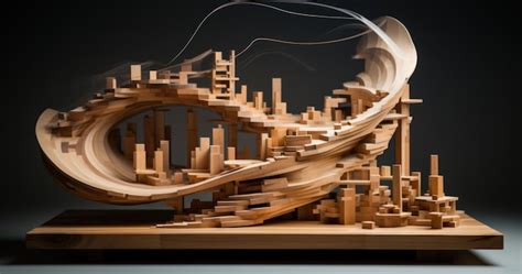 Premium Ai Image A Surrealistic Wooden Structure With Pieces Of Wood