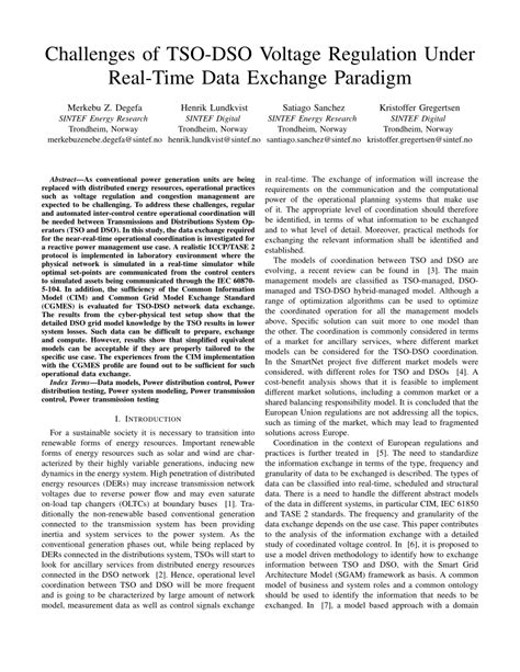 Pdf Challenges Of Tso Dso Voltage Regulation Under Real Time Data