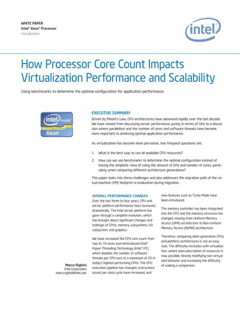 Virtualization Xeon Core Count Impacts Performance Paper Pdf V Mware Central Processing Unit