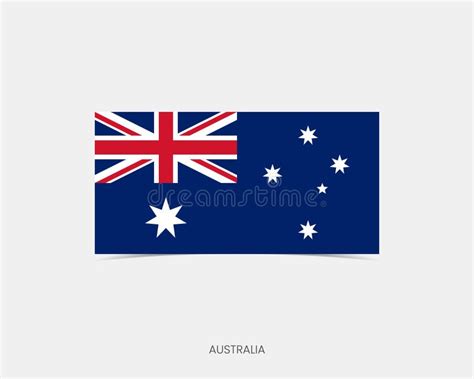 Australia Rectangle Flag Icon With Shadow Stock Vector Illustration