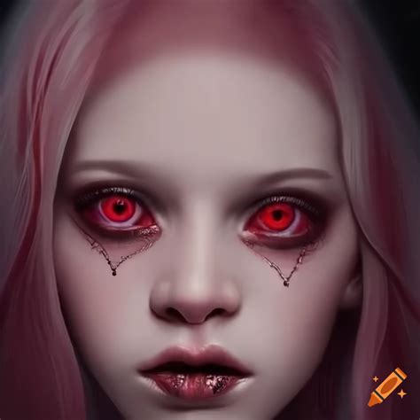 Albino Girl With Red Eyes In A Gothic Setting On Craiyon