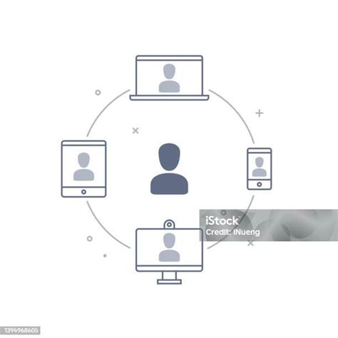 흰색 배경에 격리된 화상 회의 아이콘입니다 다른 장치를 연결하여 온라인 미팅에 참여합니다 Brand Name Smart Phone에 대한 스톡 벡터 아트 및 기타 이미지