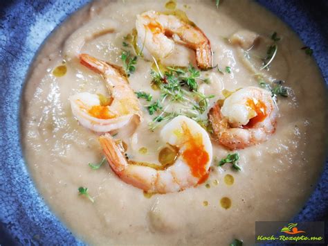 Sellerie Apfel Suppe Mit Garnelen Frisch Gekocht Leicht Und Lecker