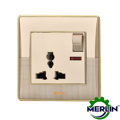Merlin Tech Ltd 3 Pin 13a Multi Socket With Switch Elegant Gold