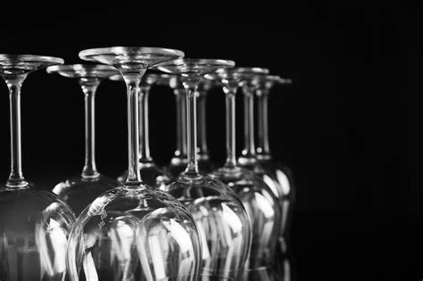 Premium Photo Empty Wine Glasses On Black Background Closeup