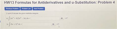 Solved Hw13 ﻿formulas For Antiderivatives And