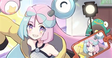 ポケモンsv 【ポケモンsv】手持ちと一緒にサムネ撮影するナンジャモ はるのイラスト Pixiv
