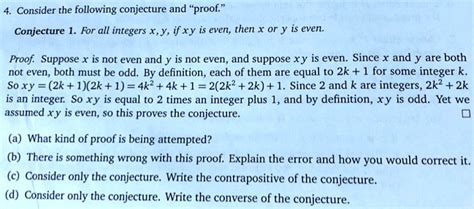 Solved Consider The Following Conjecture And Proof Conjecture For All Integers X And Y If