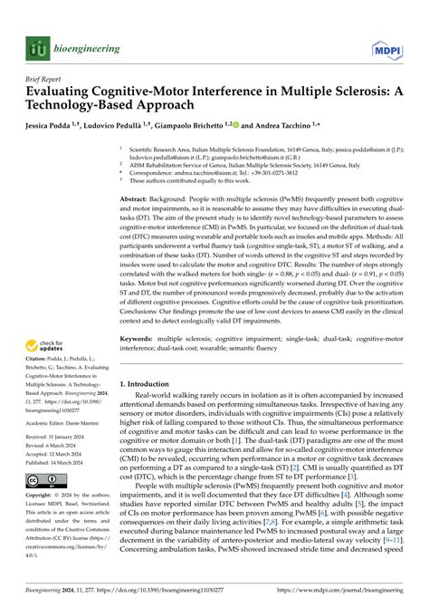 Pdf Evaluating Cognitive Motor Interference In Multiple Sclerosis A