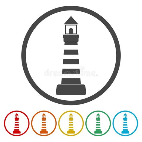 lighthouse icons set stock vector illustration of construction 134040074