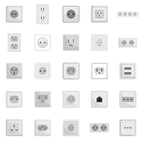 Power Socket Icons Set Flat Vector Isolated 8850116 Vector Art At Vecteezy