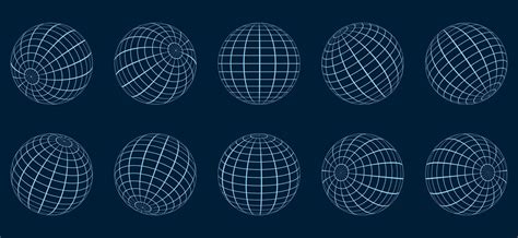 Globe Grid Sphere Set 3d Wire Global Earth Latitude Longitude
