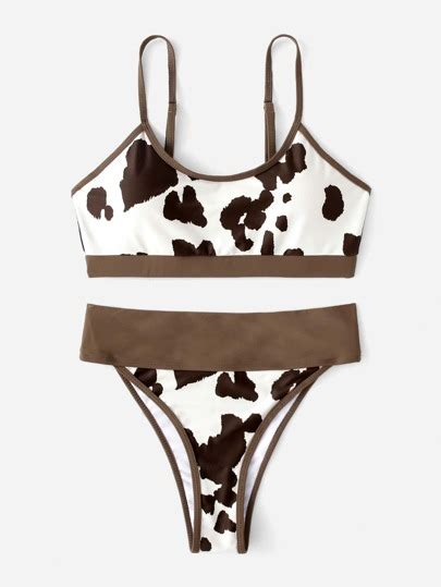 Cow Print Swimsuits Shein