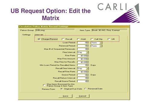 PPT Improved Circulation Matrix With Stand Alone Request Option