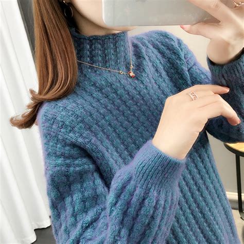 麻花加绒加厚高领毛衣女2023新款潮秋冬装宽松外穿内搭打底衫洋气 虎窝淘