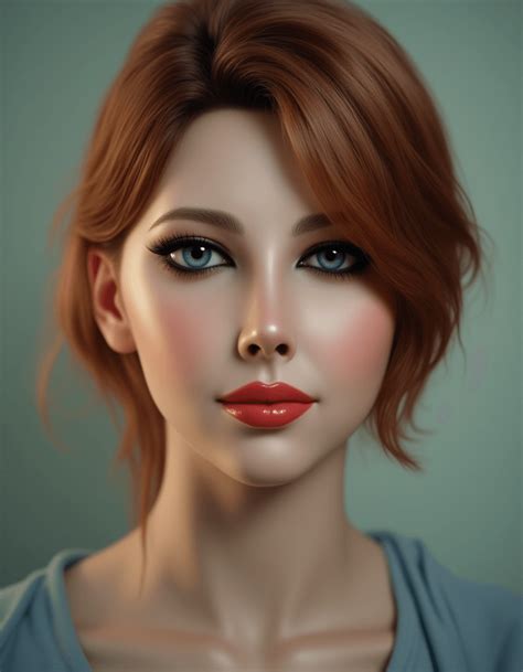 Elegant Portrait Of A Redhead Beauty 3d Render By Arousalarts