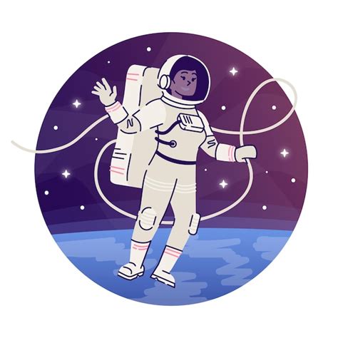Premium Vector Cosmonaut Floating In Outer Space Flat Concept Icon Female Astronaut In