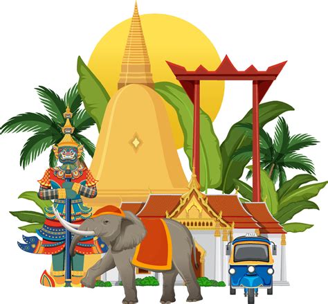 Bangkok Thailand Attraction Landmarks 8134190 Vector Art At Vecteezy