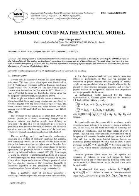 PDF EPIDEMIC COVID MATHEMATICAL MODEL