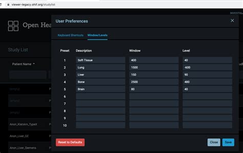 Support For Window Level Presets Issue 1289 OHIF Viewers GitHub