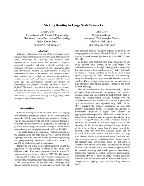pdf vicinity routing in large scale networks