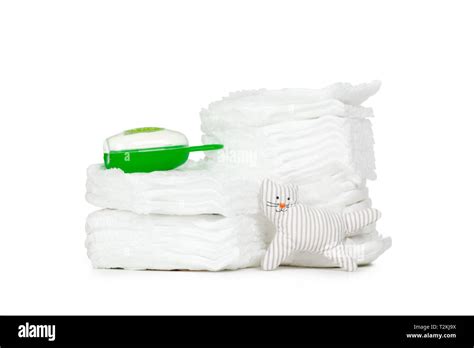 Stack Of Diapers Isolated On White Background Stock Photo Alamy