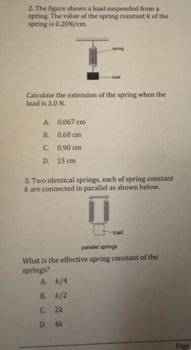 Solved 2 The Figure Shows A Load Suspended From A Spring