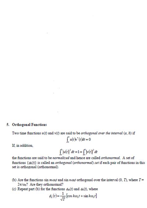 Orthogonal Functions Two Time Functions U T And Chegg