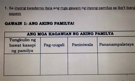 1 Sa Inyong Kwaderno Itala Ang Mga Gawain Ng StudyX