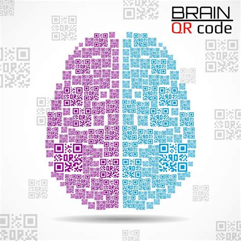 QR Code Brain Silhouette Human Brain With Qr Code Stock Vector Illustration Of Mind Isolated