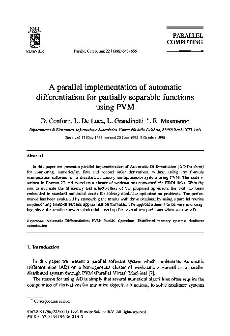 pdf a parallel implementation of automatic differentiation for